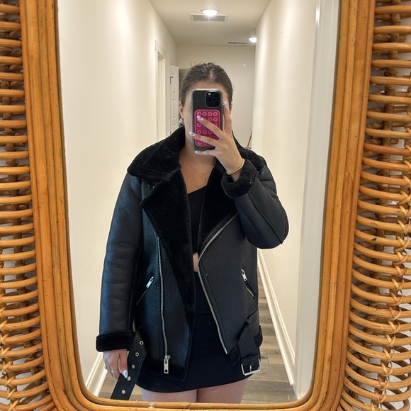 Zara | Jackets & Coats | Zara Fuzzy Leather Jacket | Poshmark